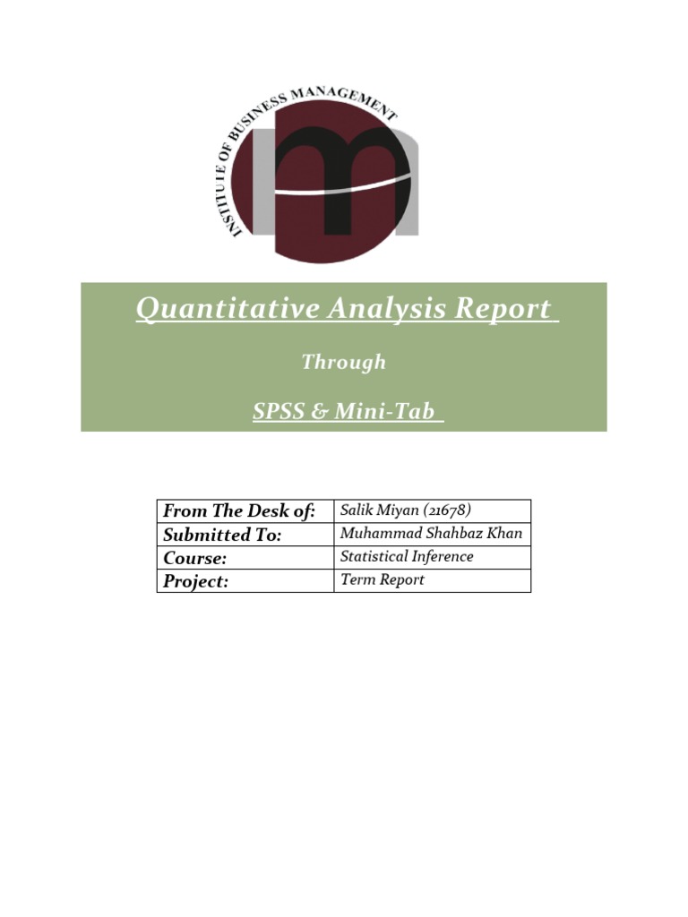 SI Final Term Report (Salik 21678) | PDF | P Value | Confidence Interval