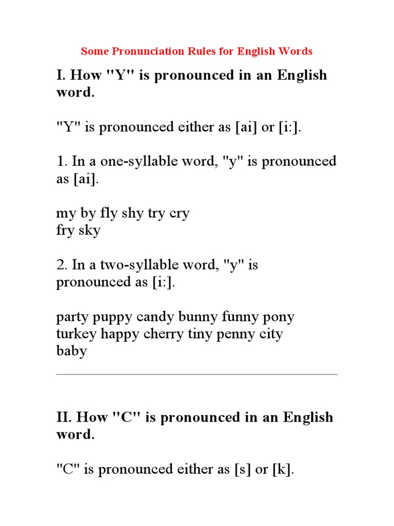 Pronunciation Rules for Vowels and Consonants in English Words: A Guide ...