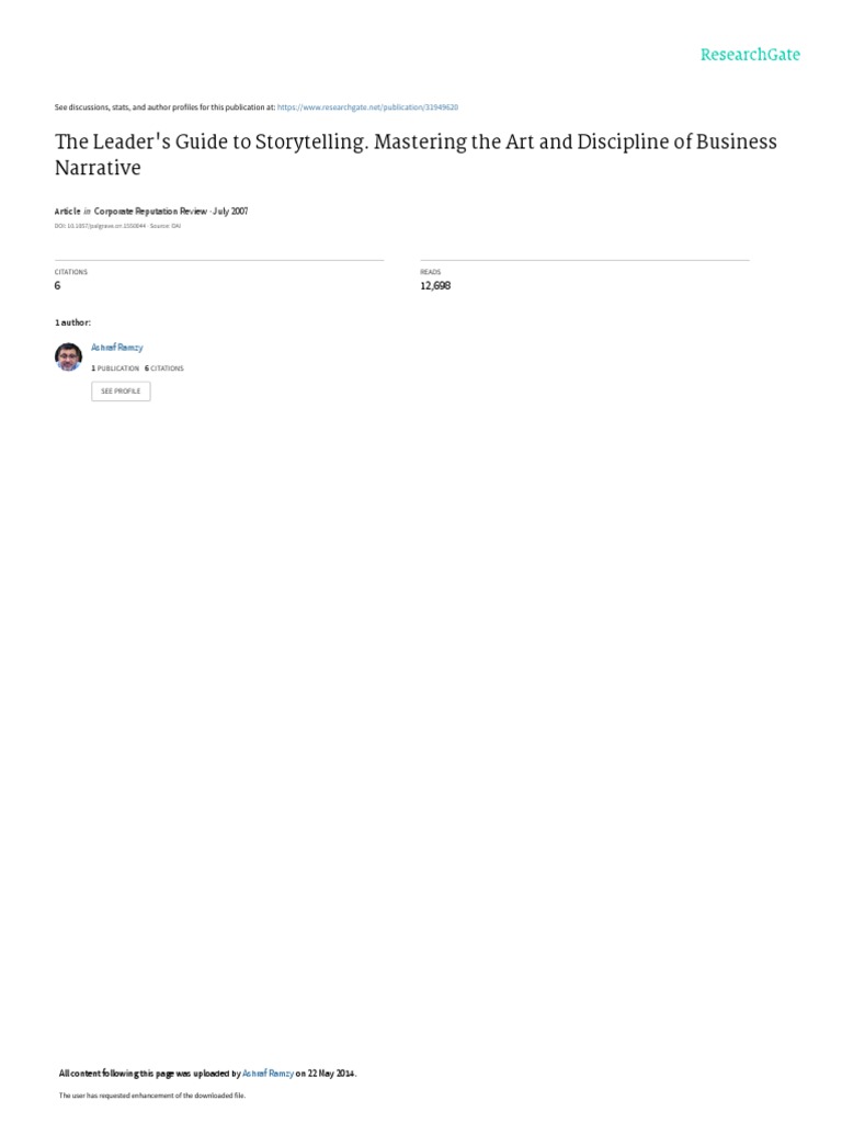 The Leader's Guide To Storytelling. Mastering The Art and Discipline of ...