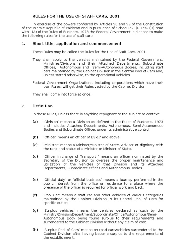 Staff Car Rules for Government Employees | PDF | Cabinet (Government) | Car