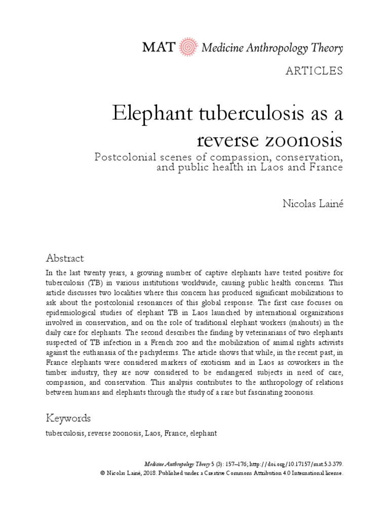 Elephant Tuberculosis As A Reverse | PDF | Tuberculosis | Health Sciences