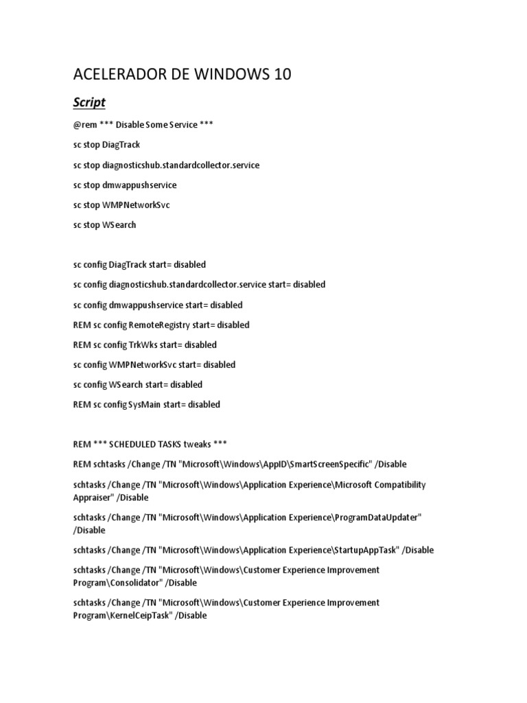 Windows 10 Optimization Script | PDF | Windows Registry | Microsoft Windows