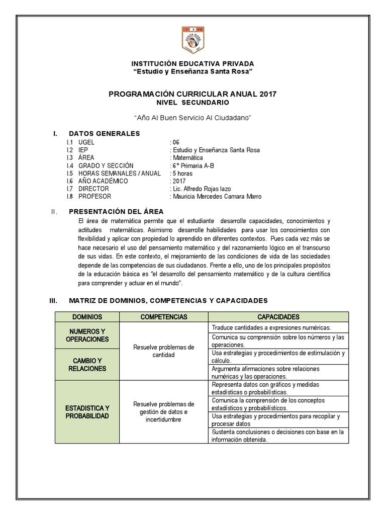 MODELO DE PCA 6 Prim | PDF | Educación primaria | Estadísticas