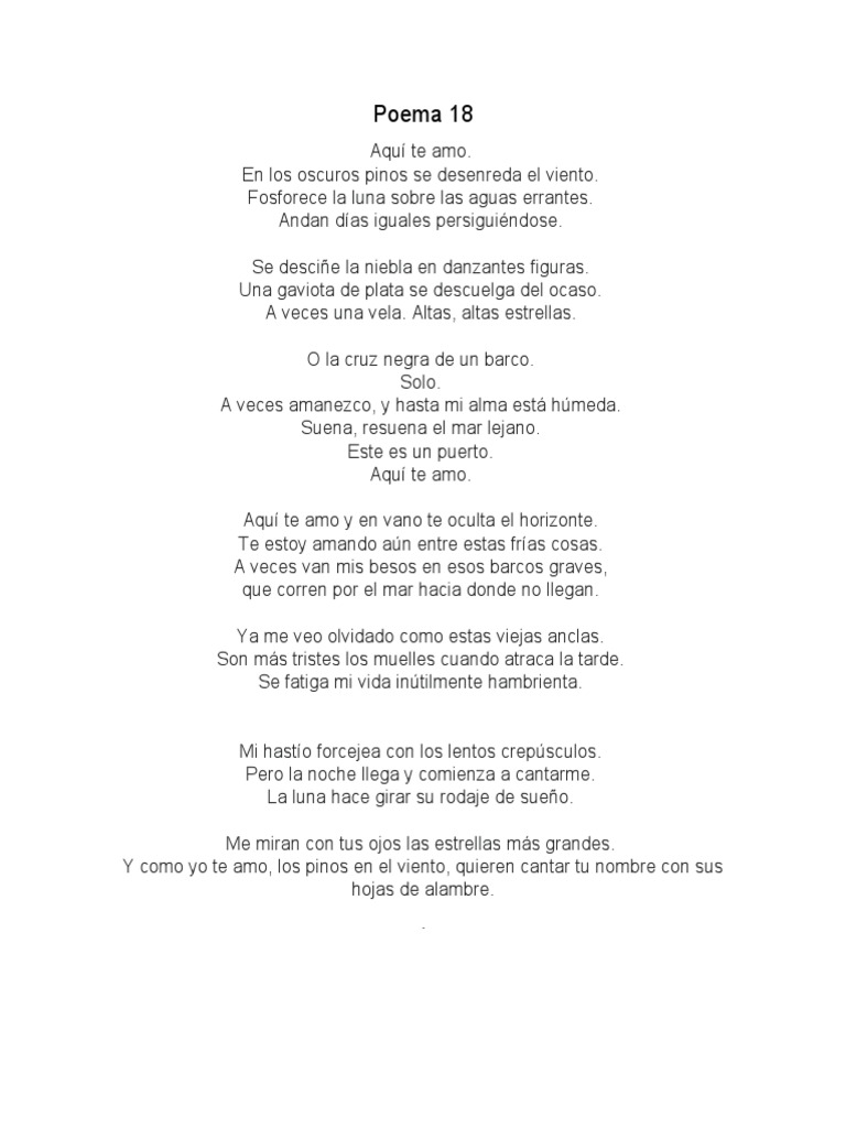Analisis de Poema 18 de Pablo Neruda | PDF