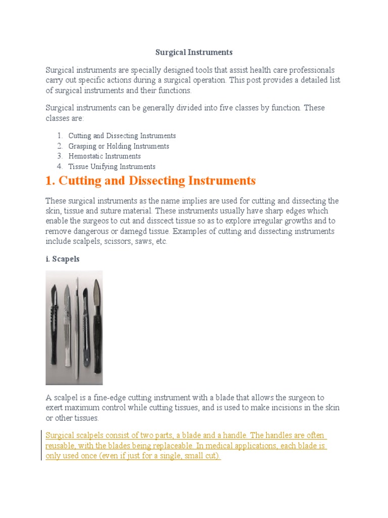 Surgical Instruments Guide | PDF | Surgical Suture | Surgery