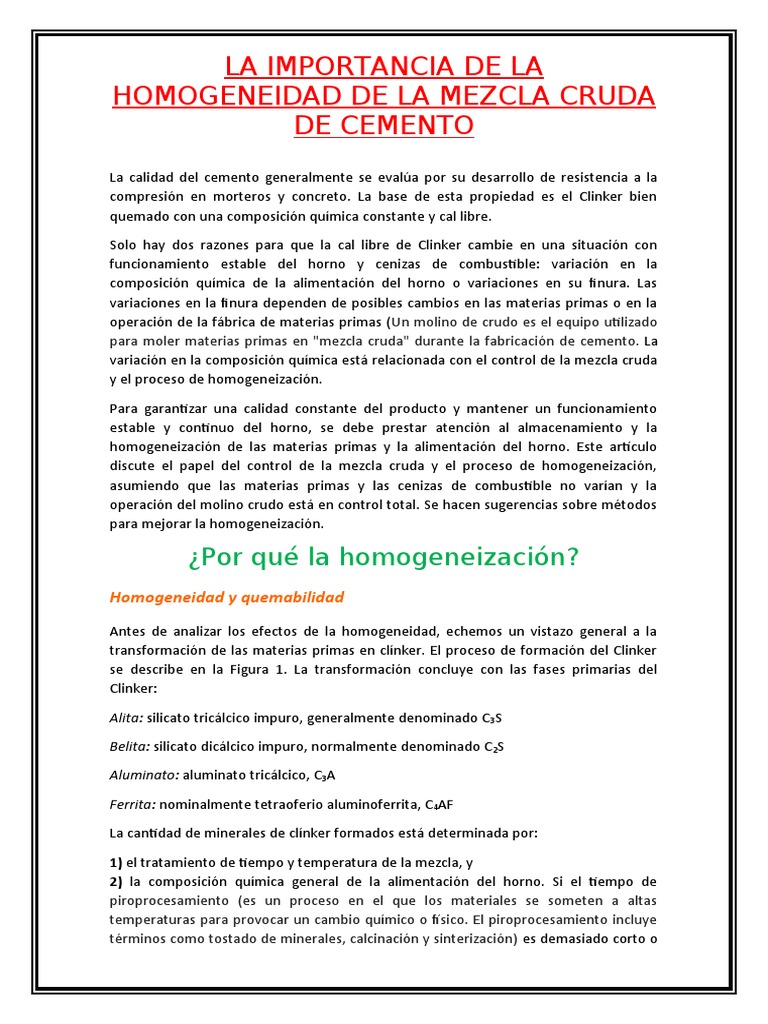 Homogeneización en Cemento: Clave de Calidad | PDF | Cemento | Hormigón