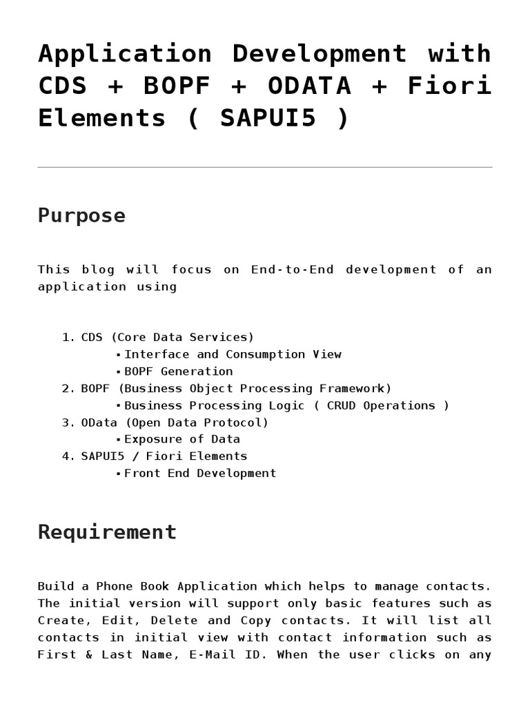 Application Development With Cds + Bopf + Odata + Fiori Elements (SAPUI5) | PDF | Application ...