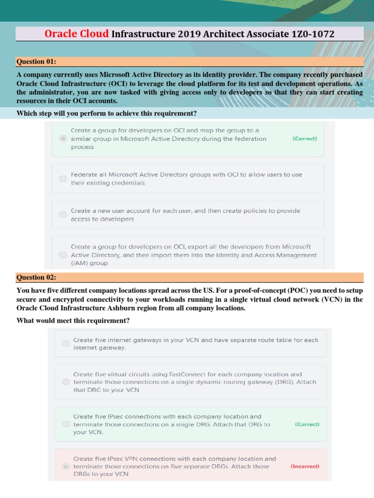 1Z0-1072-Oracle Cloud Infrastructure 2019 Architect Associate - Final-V1 | PDF | Load Balancing ...