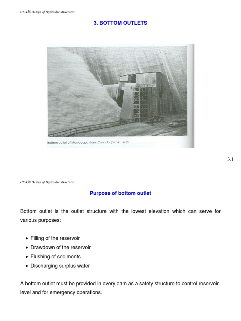 3 Bottom Outlets | PDF | Spillway | Civil Engineering
