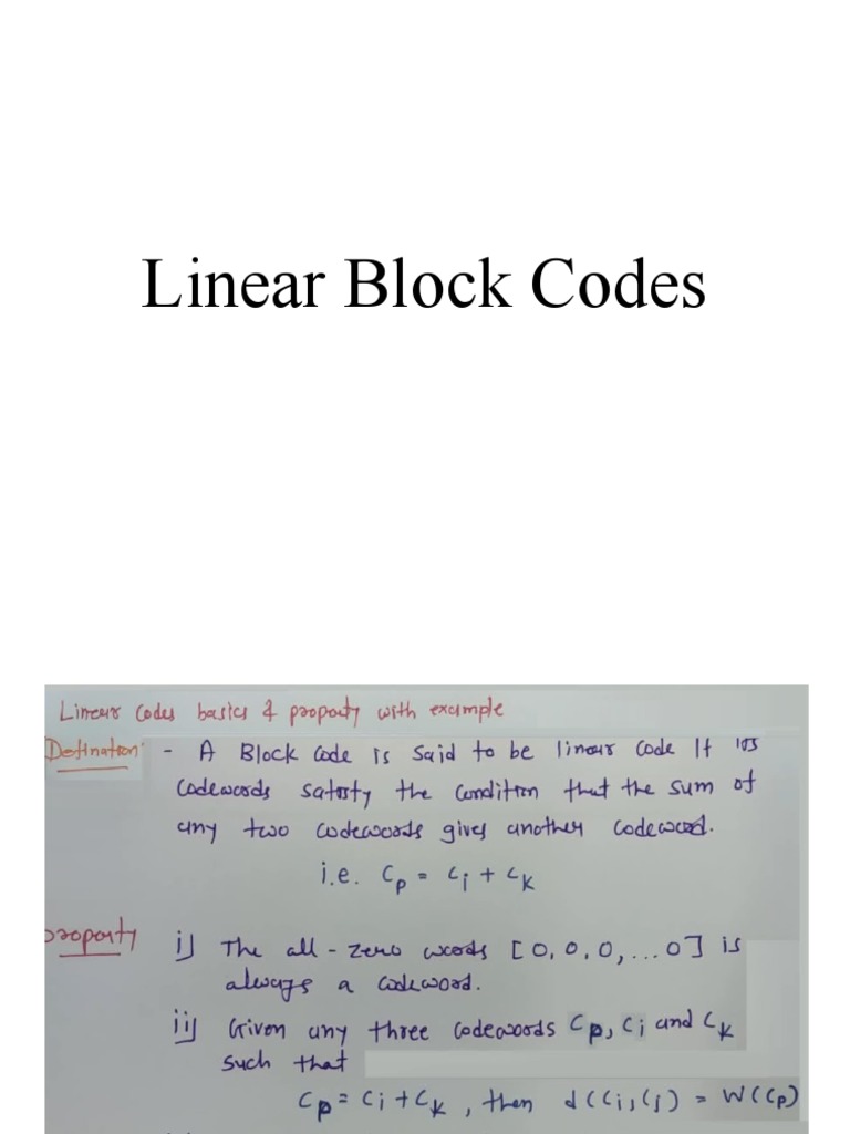 2.linear Block Codes | PDF | Teaching Methods & Materials