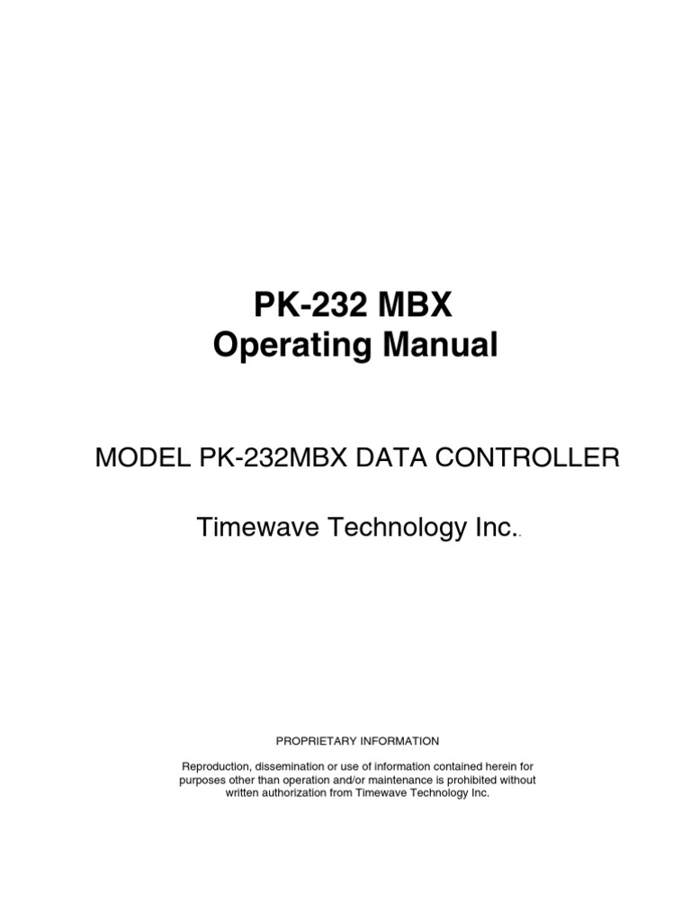 Pk232mbx Operating Manual | PDF | Network Packet | Radio
