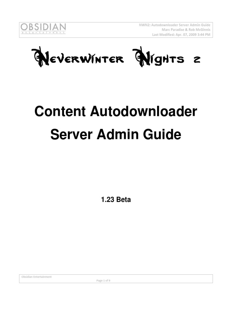 NWN2 Autodownloader Server Admin Guide | PDF | Cache (Computing) | Computer File