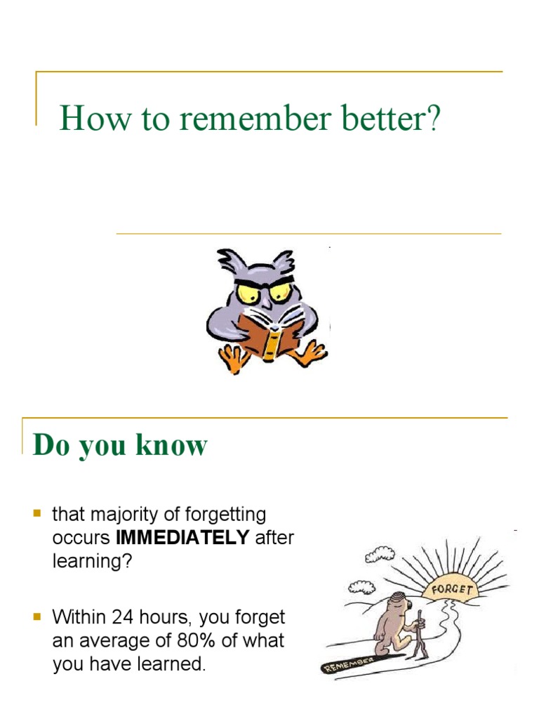 How To Remember Better | PDF