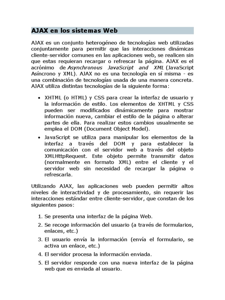 AJAX y la accesibilidad web: beneficios, desafíos y soluciones | PDF ...