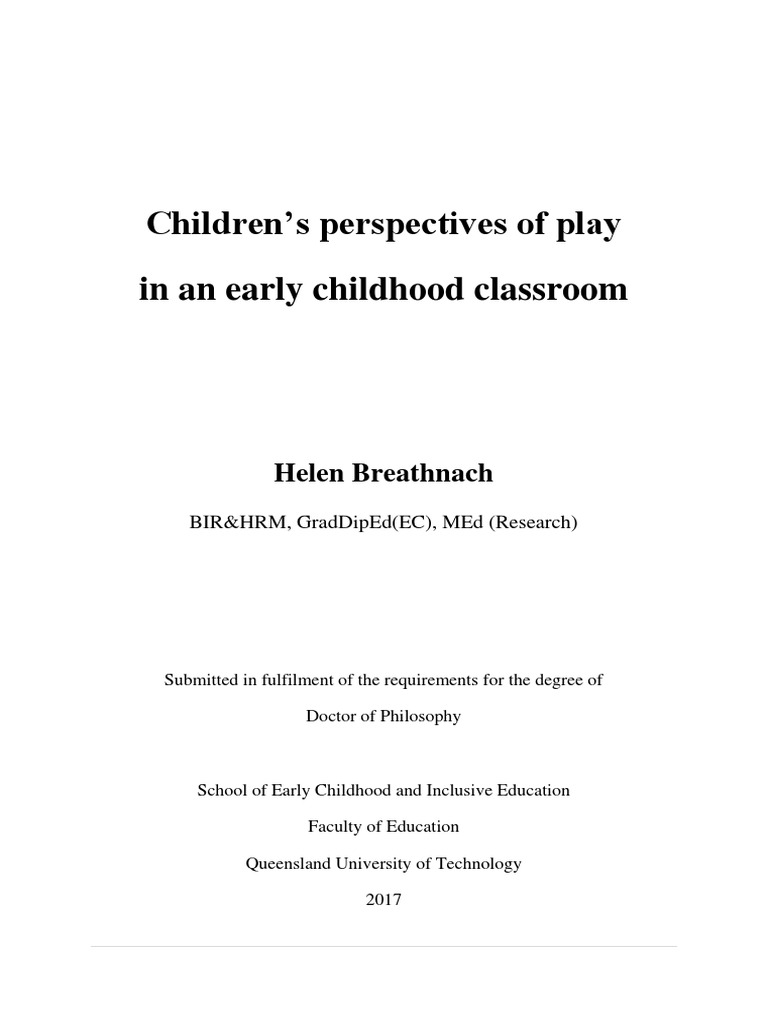 Children's Perspective of Play | PDF | Preschool | Ethnography