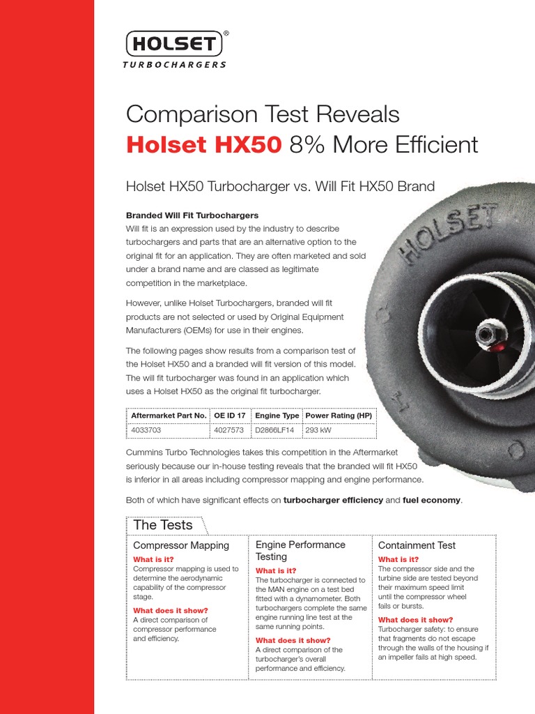 Holset HX50 Comparison Test - Lowres | PDF | Cummins | Turbocharger