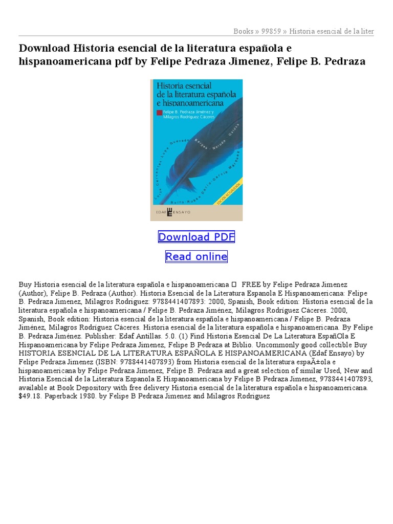 Historia Esencial de La Literatura Española e Hispanoamericana | PDF ...