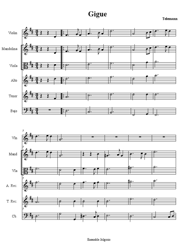 Gigue Score | PDF | Bowed Instruments | Friction Musical Instruments