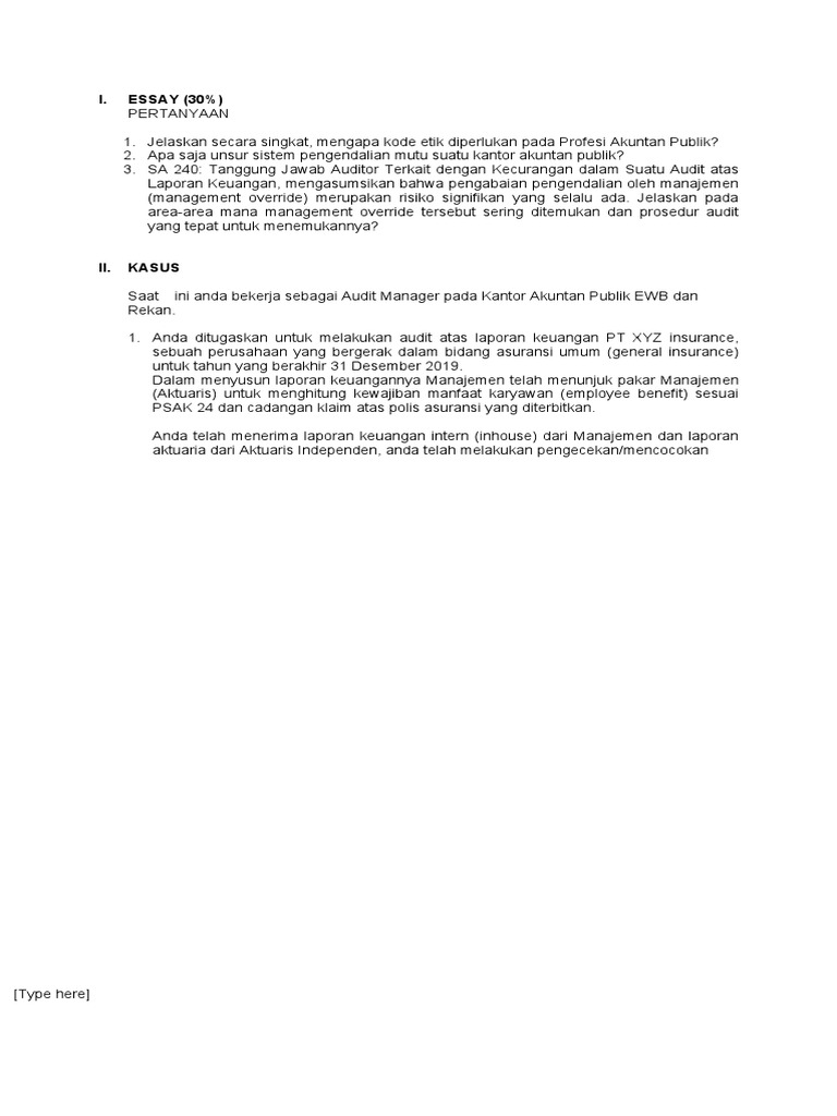 Soal Auditing | PDF