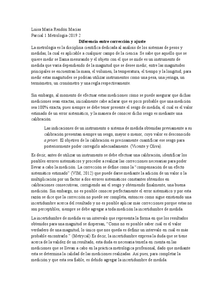 Luisa María Rendón Macías | PDF | Medición | Calibración