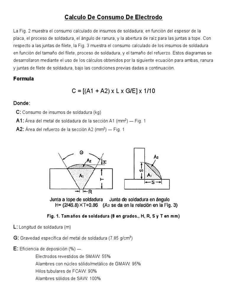 Calculo de Consumo de Electrodo | PDF