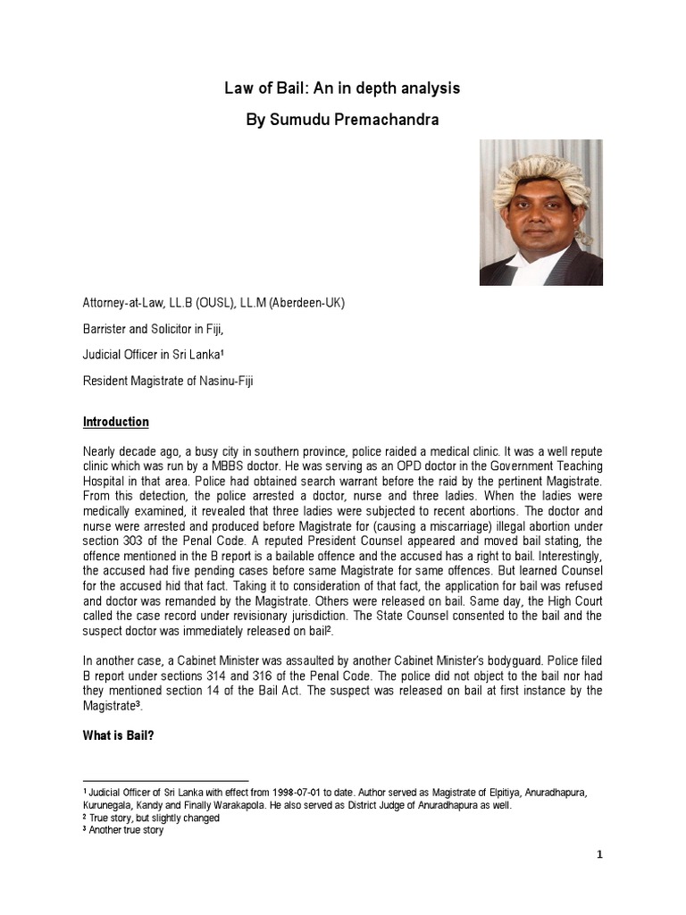Law of Bail: An in Depth Analysis by Sumudu Premachandra | PDF | Bail ...
