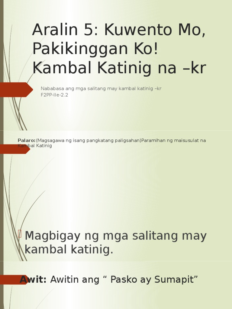 Aralin 5 Kambal Katinig - KR Filipino Day 2 | PDF