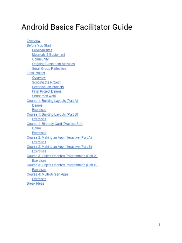 Android Basics Facilitator Guide | PDF | Mobile App | Google Play