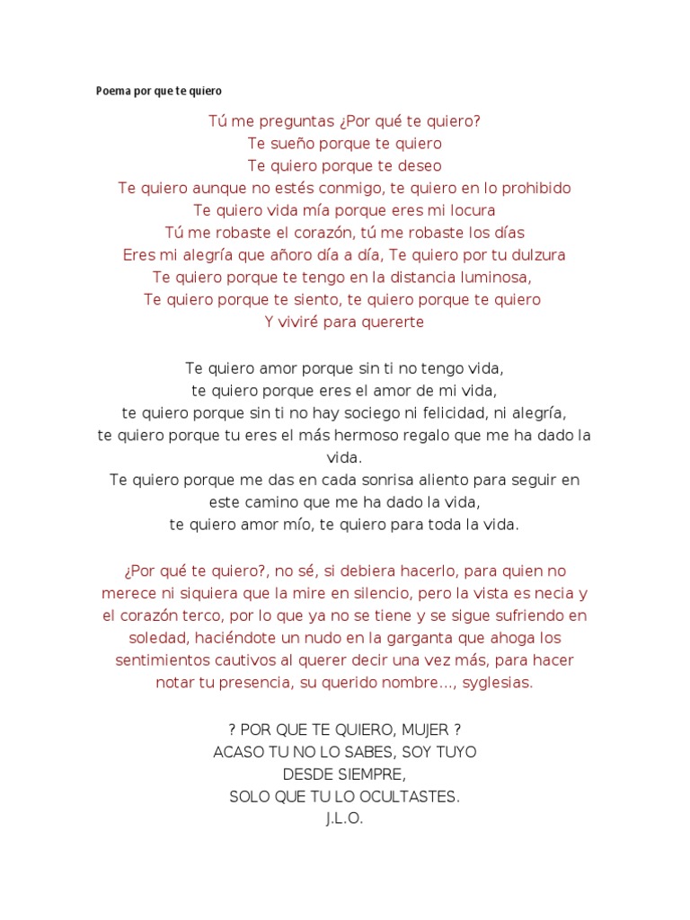 Poema Por Que Te Quiero | PDF | Amor