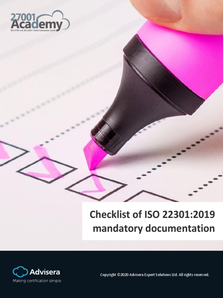 Checklist of ISO 22301:2019 Mandatory Documentation: - All Rights Reserved. 1 | PDF | Internal ...