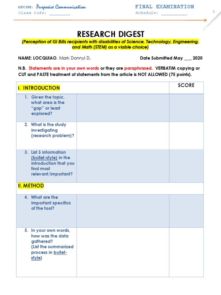 Research Digest: Score | PDF