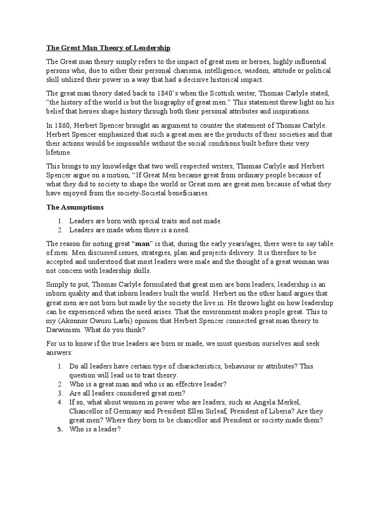 Great Man Theory | PDF | Leadership | Epistemology