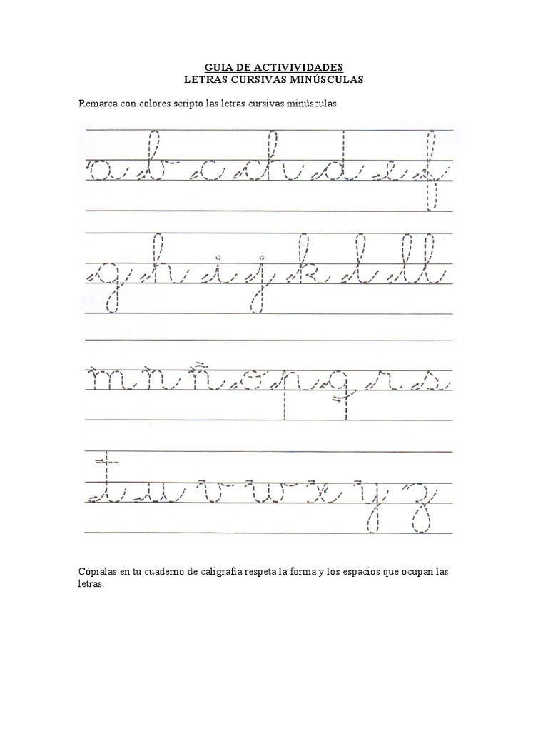 Guía de Letras Cursivas Minúsculas | PDF