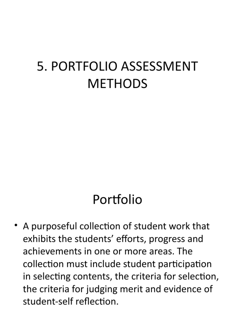 Portfolio Assessment Methods Explained | PDF | Educational Assessment ...