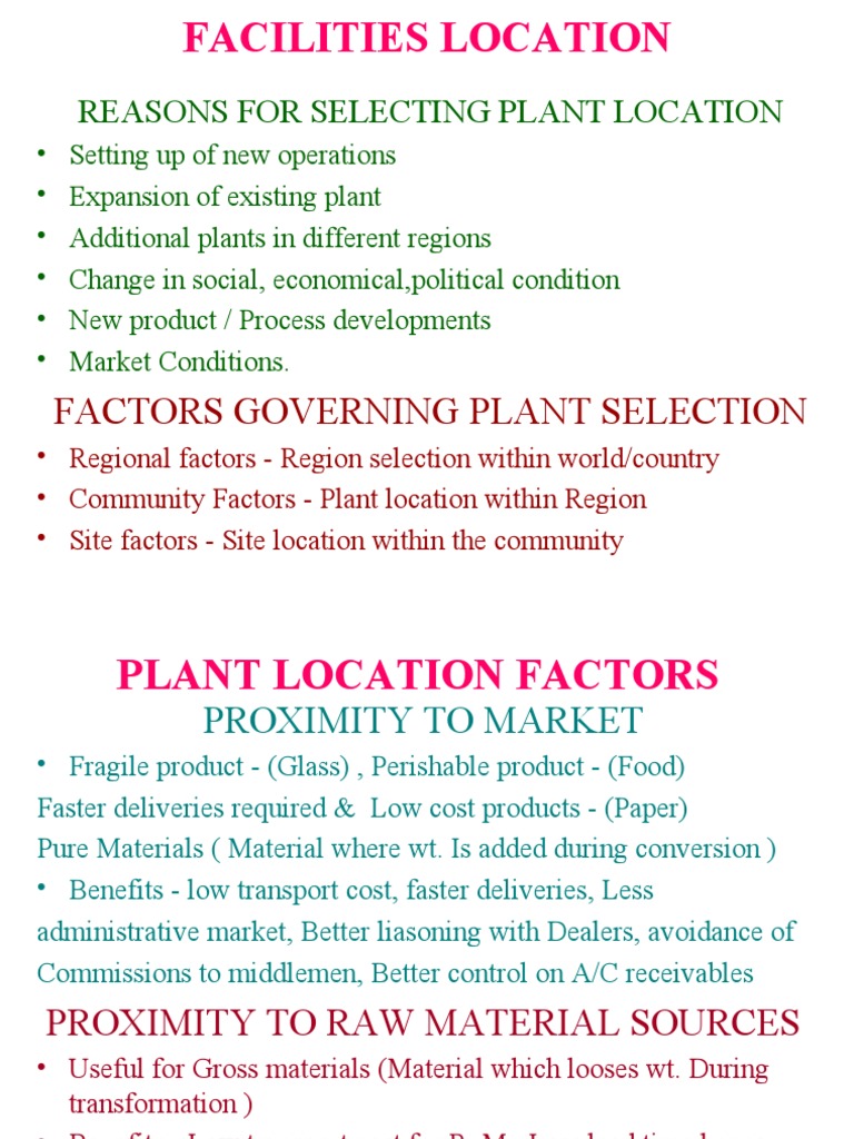 Factors Governing Plant Selection: Reasons For Selecting Plant Location ...