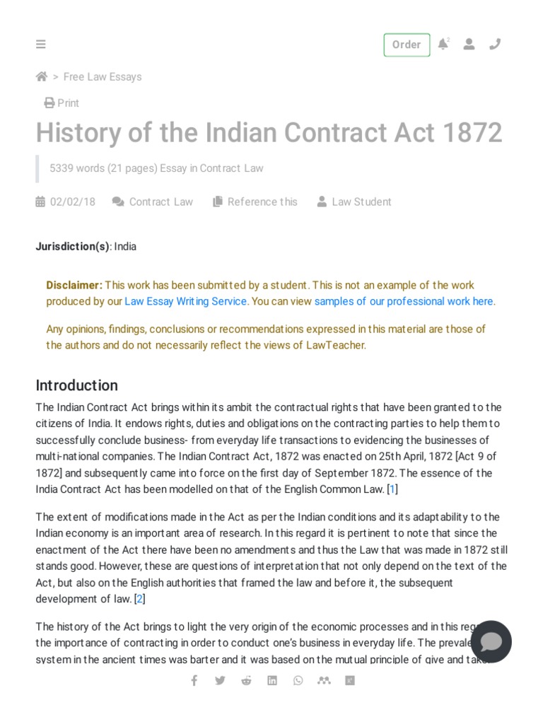 History of The Indian Contract Act 1872 | PDF | Marriage | Equity (Law)