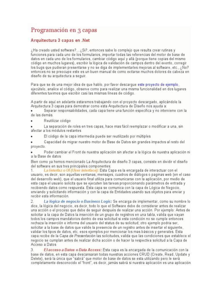 Programación en 3 Capas C# | PDF | Archivo de computadora | Bases de datos