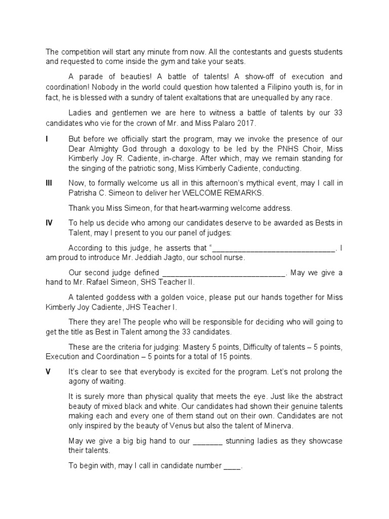 SCRIPT - Talent Show | PDF