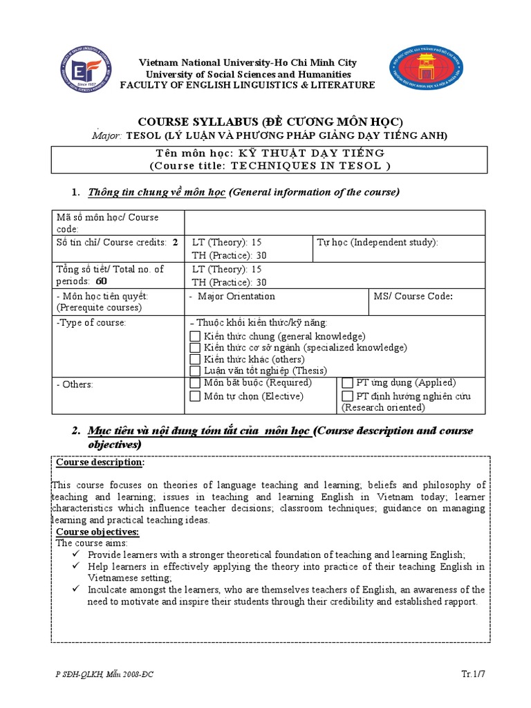 EF-MA-TESOL-2020-Syllabus-Techniques in TESOL | PDF | Language ...