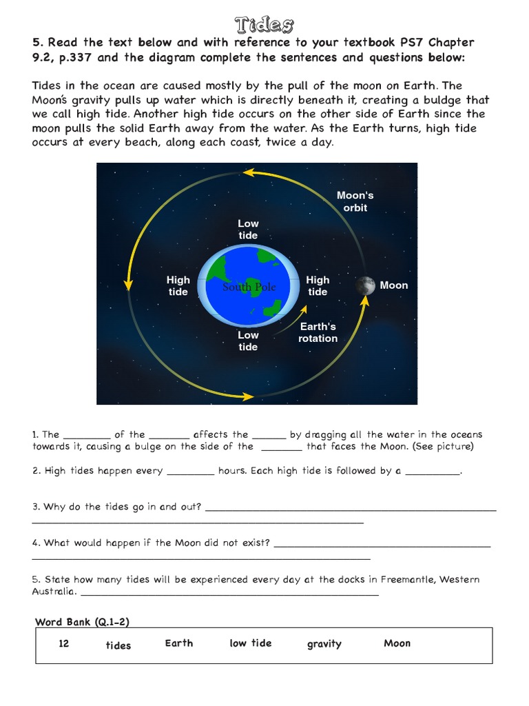 Moon Tides Eclipses Worksheets Pages 3 4 | PDF | Tide | Moon
