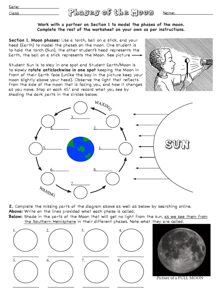 Moon Phases & Tides Worksheet | PDF | Eclipse | Shadow