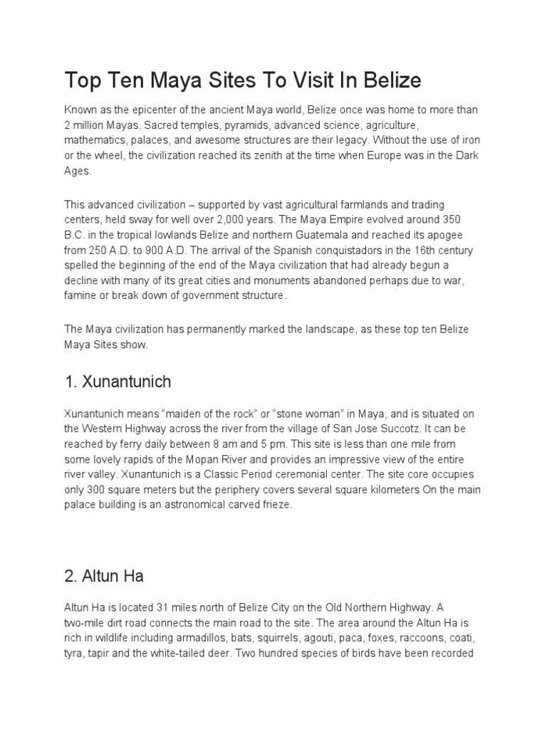 Top Ten Must-See Maya Sites in Belize: A Guide to the Architectural and ...