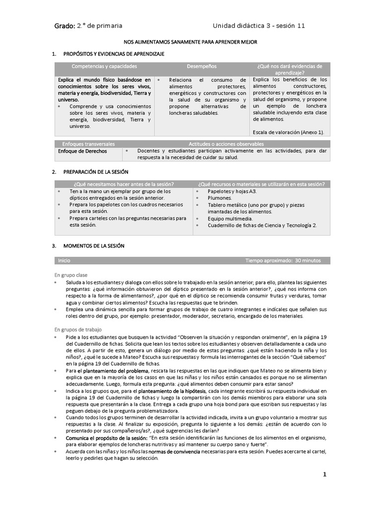 Sesion 3 CT Nos Alimentamos Sanamente | PDF | Organismos | Alimentos