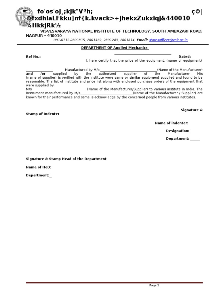 Price Resonable Certificate | PDF