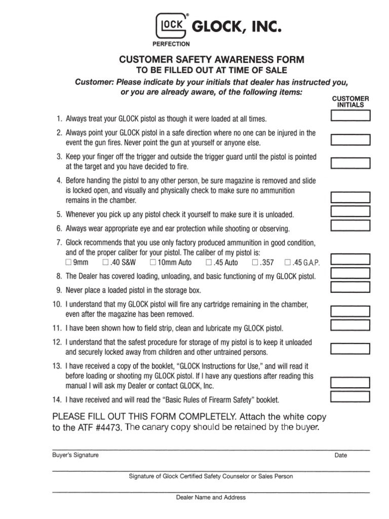 Customer Safety Awareness Form PDF | PDF