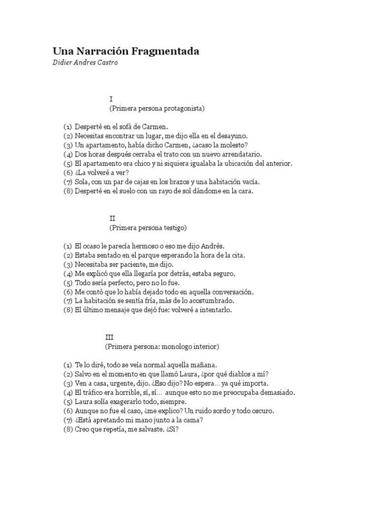 Una Narración Fragmentada | PDF