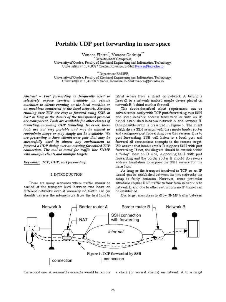 Portable UDP Port Forwarding in User Space: Vancea Florin, Vancea Codruţa | PDF | Port (Computer ...