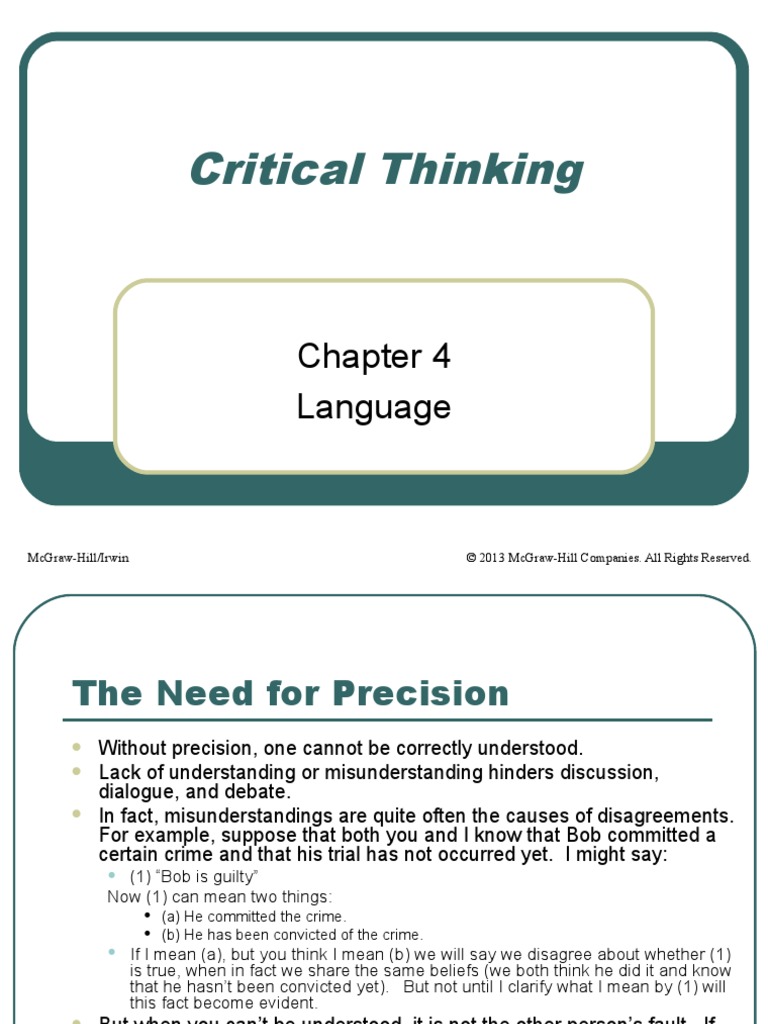 Critical Thinking: Language | PDF | Ambiguity | Vagueness