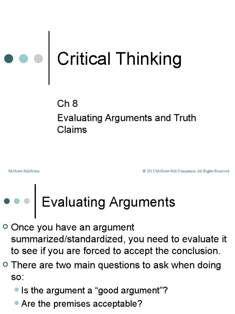 Critical Thinking: Ch8 Evaluating Arguments and Truth Claims | PDF | Argument | Fallacy