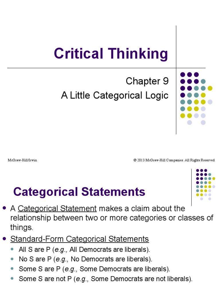 Critical Thinking: A Little Categorical Logic | PDF | Argument | Deductive Reasoning